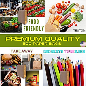 TEUTOM Gift Bags - Brown Paper Bags with Handles - Ultra Resistant Kraft 50 Pack - (120 gr/m2) Goody Bags for Any Use - Small Medium Large