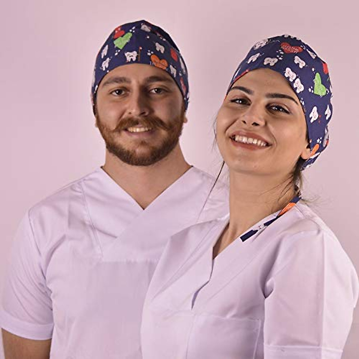 BONNETTO Working Cap for Women Men with Button Sweatband Unisex One Size Bouffant Head Cover