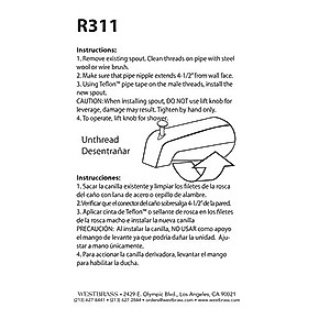 Westbrass Nose Diverter 5-1/2" Tub Spout, Matte Black, D311-62