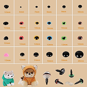 Safety Eyes 796pcs Plastic Safety Eyes and Noses, 6-20mm Black Craft Doll Eyes with Washers Assorted Sizes Bear Nose for Plush Animal Crochet Bear Toys Crafts Making