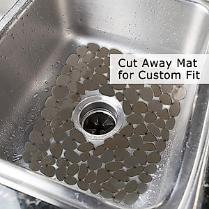 Yiter Sink Mat, 2Pcs Adjustable PVC Pebble Sink Protector for Stainless Steel or Porcelain Sink, Dish Drying Mat for Bathroom Kitchen Sink Countertop, 15.8 x 12 inch (2, Brown)