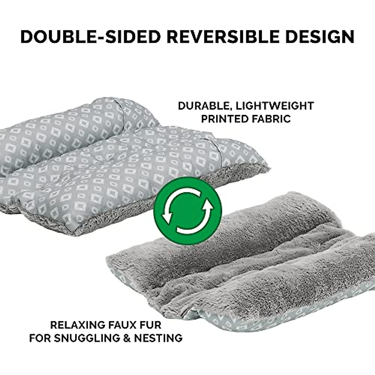 Furhaven Cat Bed for Indoor Cats, Washable w/ Removable Bolsters, For Pets Up to 9 lbs - Plush & Diamond Print Cuddle Loaf Mat - Gray, Small