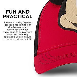 Disney Boys Baseball Cap, Mickey Mouse Adjustable Toddler Hat, Ages 2-4, Red/Black