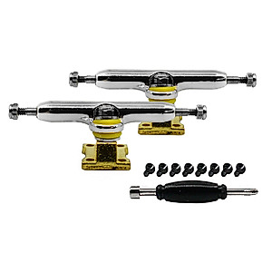 Teak Tuning Prodigy Fingerboard Trucks with Upgraded Lock Nuts, Beamers Colorway - 32mm Wide - Professional Shape, Appearance & Components - Includes Pro Duro 61A Bubble Bushings in Teak Teal