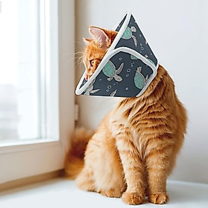 Sea Turtles Green Comfortable Dog Cone Cat Collar Adjustable Prevent from Licking Wounds XL