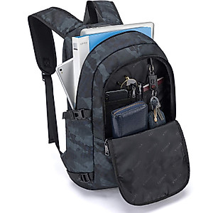 Tzowla Anti-Theft Business Laptop Backpack, Water Resistant, 15.6 Inch, Navy Blue Camo, Unisex