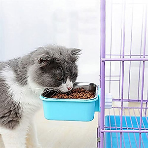 FUUIE Bowls for Food and Water Pet Feeding Bowl Anti-Slip Non-Slip Stainless Steel Travel Food Feeder Hanging Fixed Bowl Puppy Dog Cat Pet Supplies (Color : Blue)