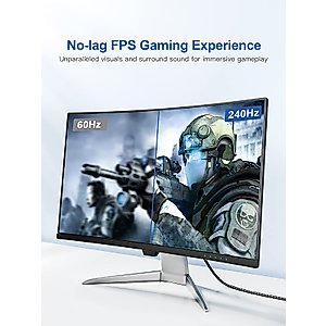 dockteck 8K DisplayPort Cable 1.4 10FT, DP to DP UHD Speed Display Port Cord, Cable Support HBR3 32.4Gbps HDCP Braided Cable for TV FreeSync G-Sync Gaming Monitor PC Laptop