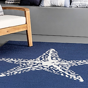 nuLOOM Hand Hooked Marine Indoor/ Outdoor Area Rug, 8x10, Navy