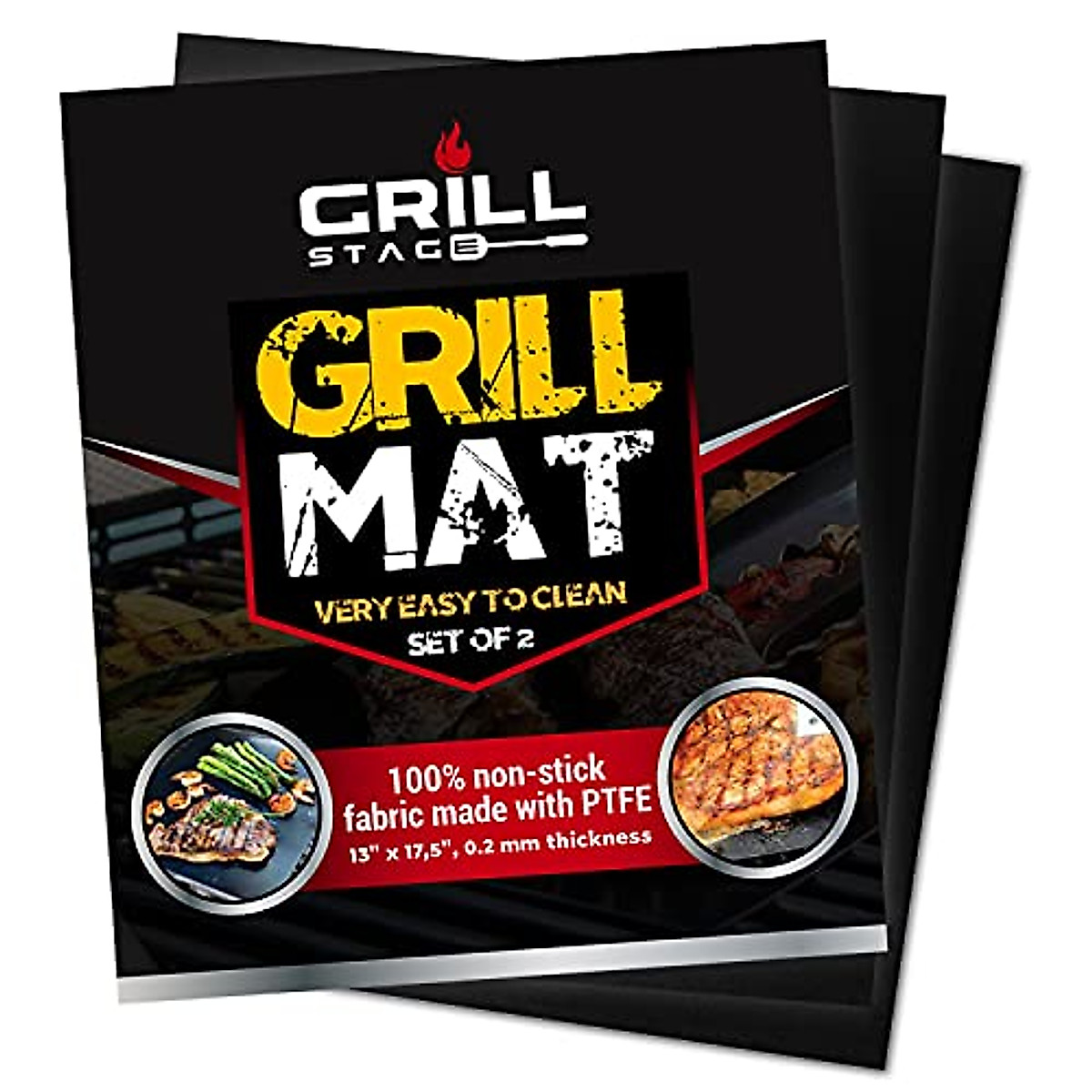 Reusable Heavy Duty Grilling Mat Set - BBQ Mats For Grilling Prevent Food From Sticking & Falling In Between The Grates - Easy To Clean Durable 500 Degree Nonstick Grill Mat - Set Of 2