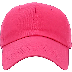 KB-LOW HPK Classic Cotton Dad Hat Adjustable Plain Cap. Polo Style Low Profile (Unstructured) (Classic) Hot Pink Adjustable