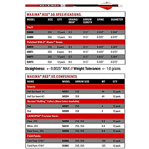 Carbon Express Maxima Red SD Carbon Arrow - 6 Pack, Black & Red, 350 (50871)