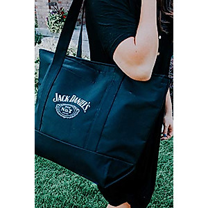 Jack Daniel's Classic Boat Tote – Box Stitched Logo on Front – 25.5” Long Handles – Large Outside Pocket with Zippered Inner Pocket