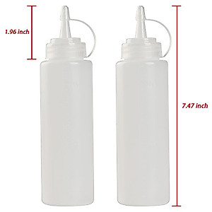 CHILDHOOD 8 oz Squeeze Squirt Condiment Bottles with Cap - Transparent Plastic - for Ketchup Salad dressing Mustard Olive Oil set of (2)