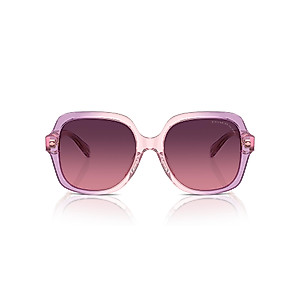 COACH Women's HC8395U Universal Fit Square Sunglasses, Amethyst/Pink Gradient/Burgundy Gradient Polarized, 54 mm