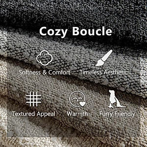 Dolonm 30 Inch Round Bar Stools Set of 2, Teddy Fabric Upholstered, Bouclé and Sherpa Chairs, Backless Kitchen Island Stools, Metal Frame Bar Chairs, Beige with Black Legs (Set of 2)