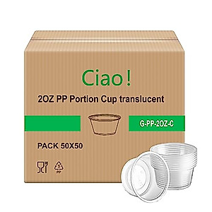 CIAO! 2OZ PP Clear Portion Cup, Lids Sold Separately (Case of 2,500)