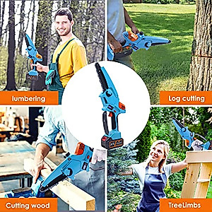 Mini Chainsaw,6 Inch Mini Chainsaw Cordless,36V Battery Chainsaw with Security Lock,Handheld Electric Chainsaw Cordless for Tree Trimming Branch Wood Cutting 2 Batteries, 2 Chains Included