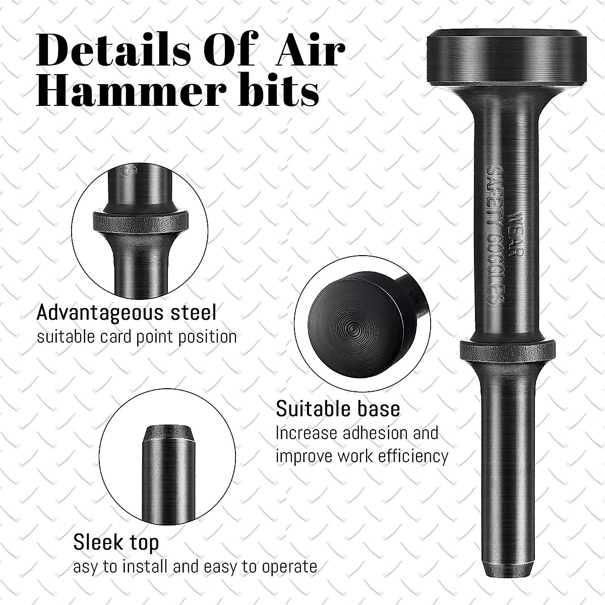 Mudder Smoothing Hammer attachments Tool Pneumatic Hammer Bit Pneumatic Chisel Bit Tool Hammer Accessories (10 x 3 x 3 cm)