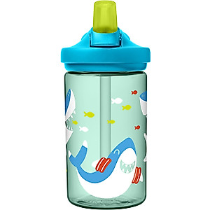 CamelBak eddy+ 14oz Kids Water Bottle with Tritan Renew – Straw Top, Leak-Proof When Closed, Summer Sharks