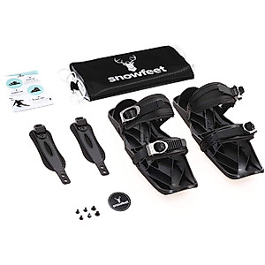 Snowfeet - Mini Short Ski Skates for Snow | Skis for Winter Shoes | Short Snowskates Snowblades Skiboards | The Real Original (Black)