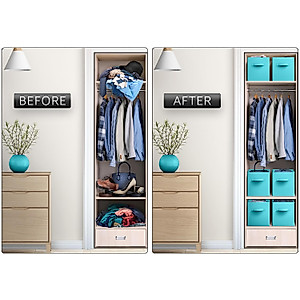 Sorbus Foldable Storage Cubes - 6 Fabric Baskets for Organizing Pantry, Closet, Shelf, Nursery, Playroom, Toy Box, Cubby - 11 Inch Dual Handle Collapsible Closet Organizers and Storage Bins (Aqua)