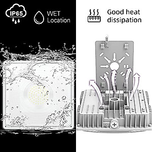 Deojoy Canopy Lights Outdoor LED, Super Bright 5000K Daylight 9.56" x 9.56"，IP65 Waterproof Area Light, AC100-277V, for Gas Station, Garage, Carport, Outdoor Lighting（50W-1P