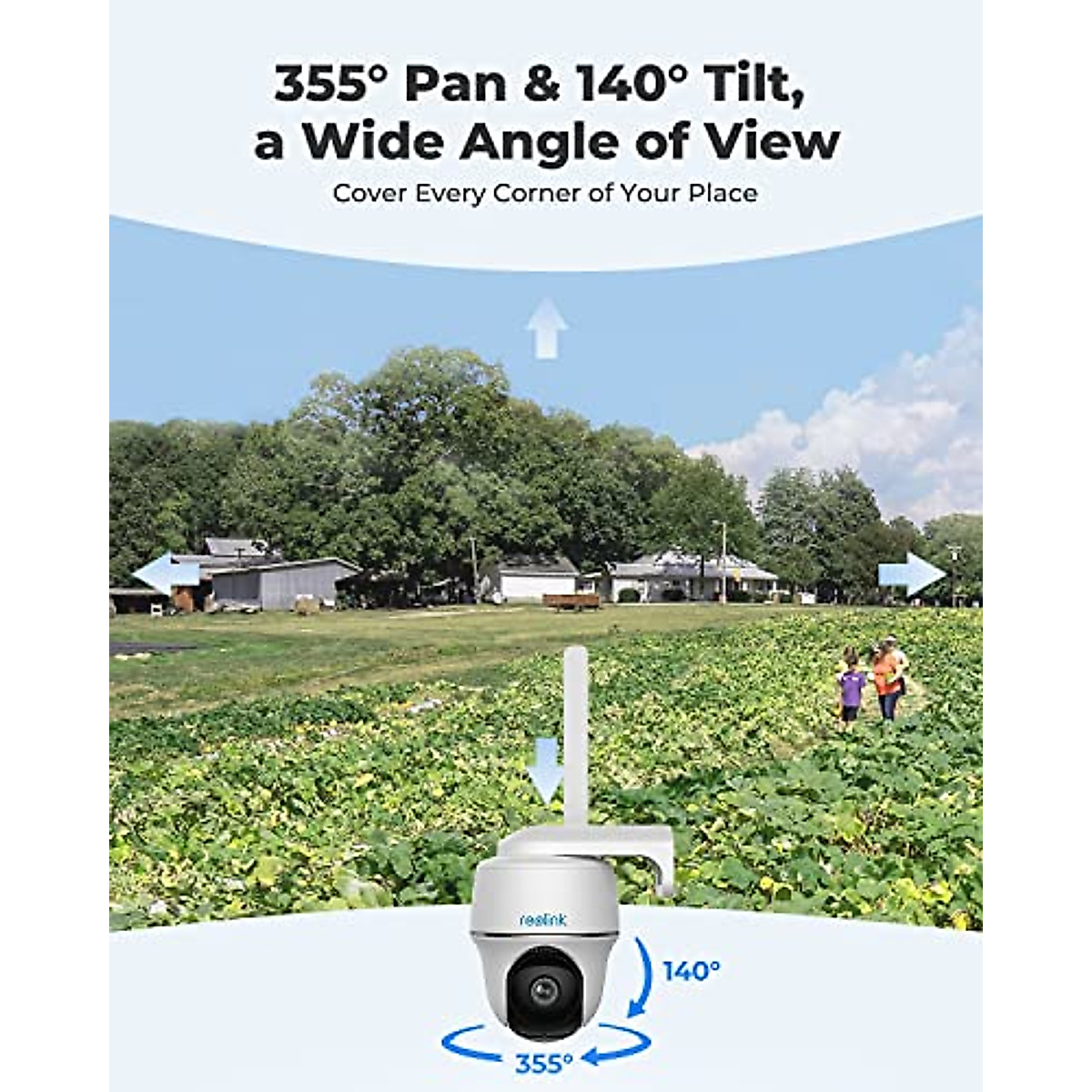 REOLINK Pan Tilt 4G LTE Cellular Security Camera Outdoor Wireless Go PT Plus, 2K HD Night Vision, 2-Way Talk, Smart PIR Motion Detection, No WiFi, No Wires