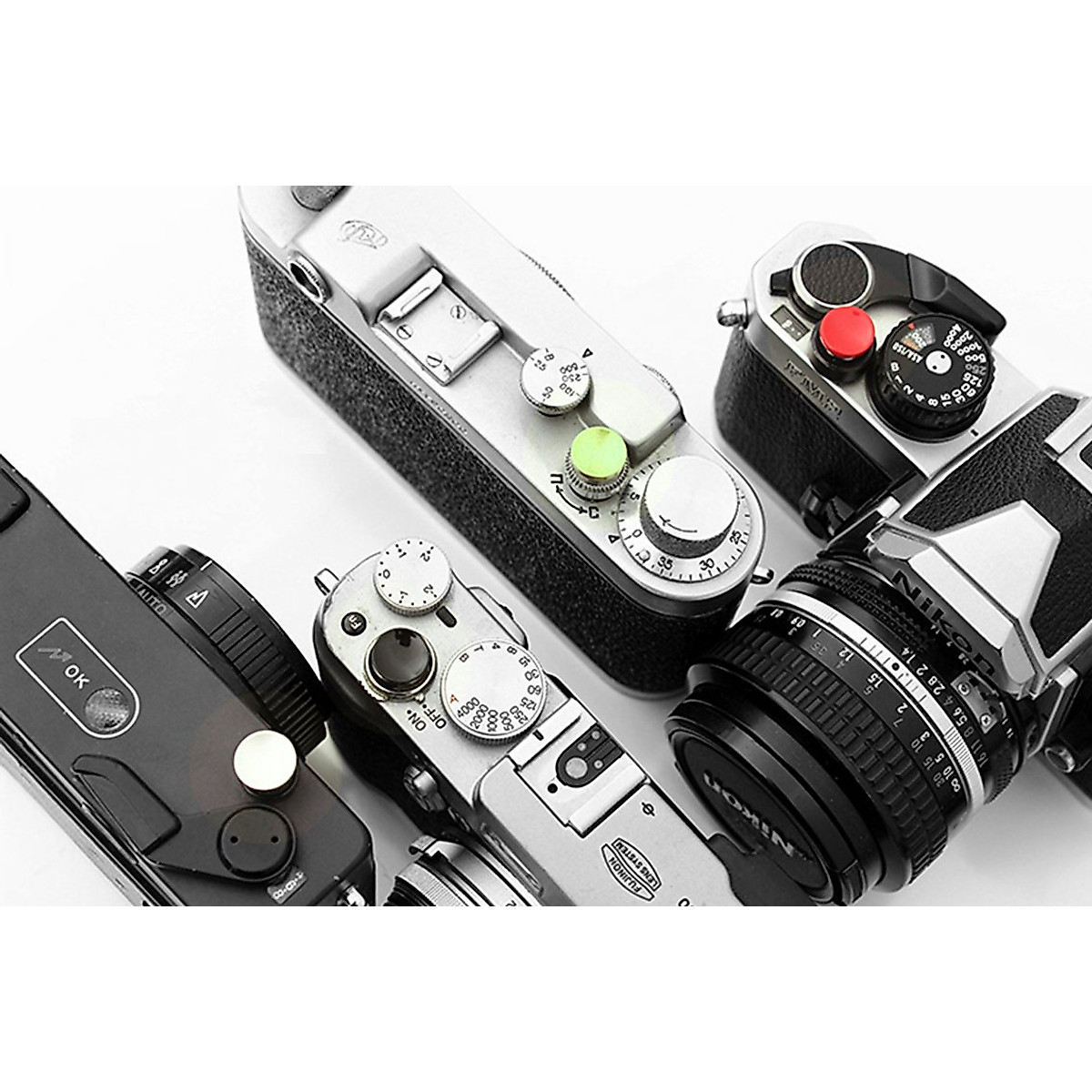 LXH 2 Pack (Red+Silver) Camera Concave Soft Metal Shutter Release Button Brass for Fujifilm X100F X-T20 X-PRO2 XPRO-1 X30 X100T X100S X-E2 X-E2S X-T10 STX-2 for Leica M3 M6 M7 M8 M9 M-E Olympus Pen-F