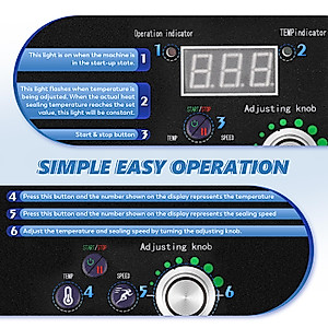 Frifreego Automatic Band Sealer Continuous Heat Bag Sealing Machine, Heavy Duty Horizontal Bag Sealing Machine with Temp&Speed Adjustment, for Kinds of Heat Sealable Bags, Desktop White