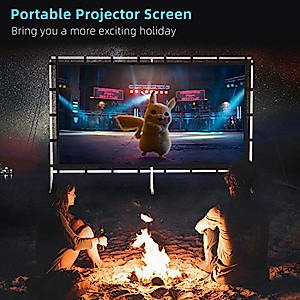Projector Screen, KSAN Outdoor HD 4K Projector Screen with Stand 150 Inch, Portable 3D Fast-Folding Giant Projector Projection Screen for Party Home Theater Cinema (16:9)