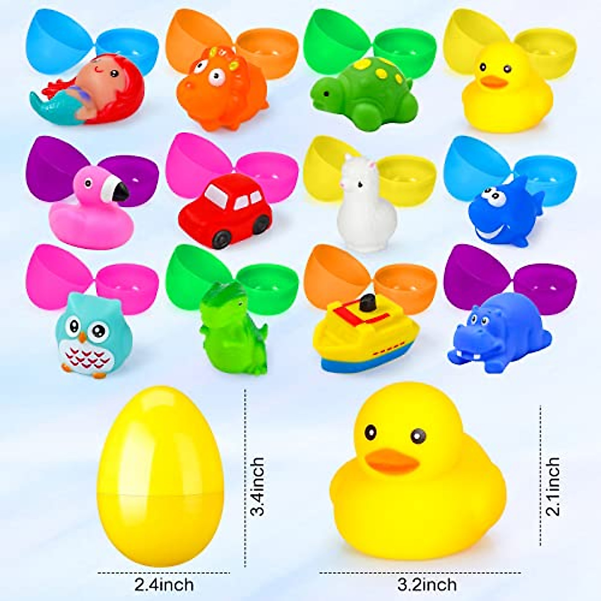12 Pcs Prefilled Easter Eggs Baby Bath Toys Light up Bath Toys Floating Bathtub Toys Bathtime Toys Bath Light up Toys for Kids Toddler Birthday Easter Party Classroom Prize Supplies(Various Animals)