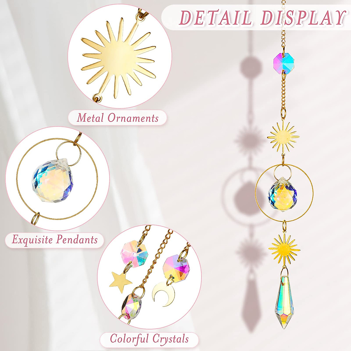 Crystals Hanging Sun Catcher Garden Prism Light Catcher Window Sun Catcher Chandelier Pendant Ornament for Home Office Party Decoration (Rainbow, 10 Pieces)