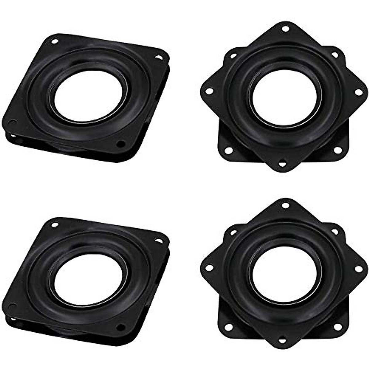 4 Pcs Square Rotating Swivel Plate,Lazy Susan Turntable Bearing with Steel Ball Bearings for Bar Stools,Chairs,Stools - 360 Degrees Black Rotating Tray