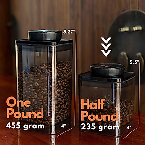 ANKOMN Coffee Vacuum Container, Patented Turn-n-Seal Canister Features the Airtight Vacuum Sealed Rubber and Inner Plate, Holding the Vacuum and Keeping Your Coffee Fresh Longer (Half Pound)