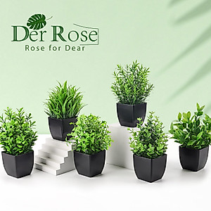 Der Rose 6 Pack Small Fake Plants Artificial Potted Faux Plants in Pot for Home Office Farmhouse Bathroom Shelf Decor Indoor