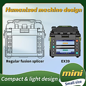 Komshine Optical Fusion Splicer EX39 FTTH Mini Fiber Fusion Splicer Machine Kit 8s Fast Splicing Fast-Heating 18s with Fiber Cleaver FC-30 Welding Machine Empalmador De Fibra óptica