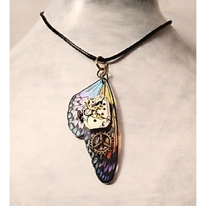 Colorful Butterfly wing design Steampunk fashion victorian necklace jewelry