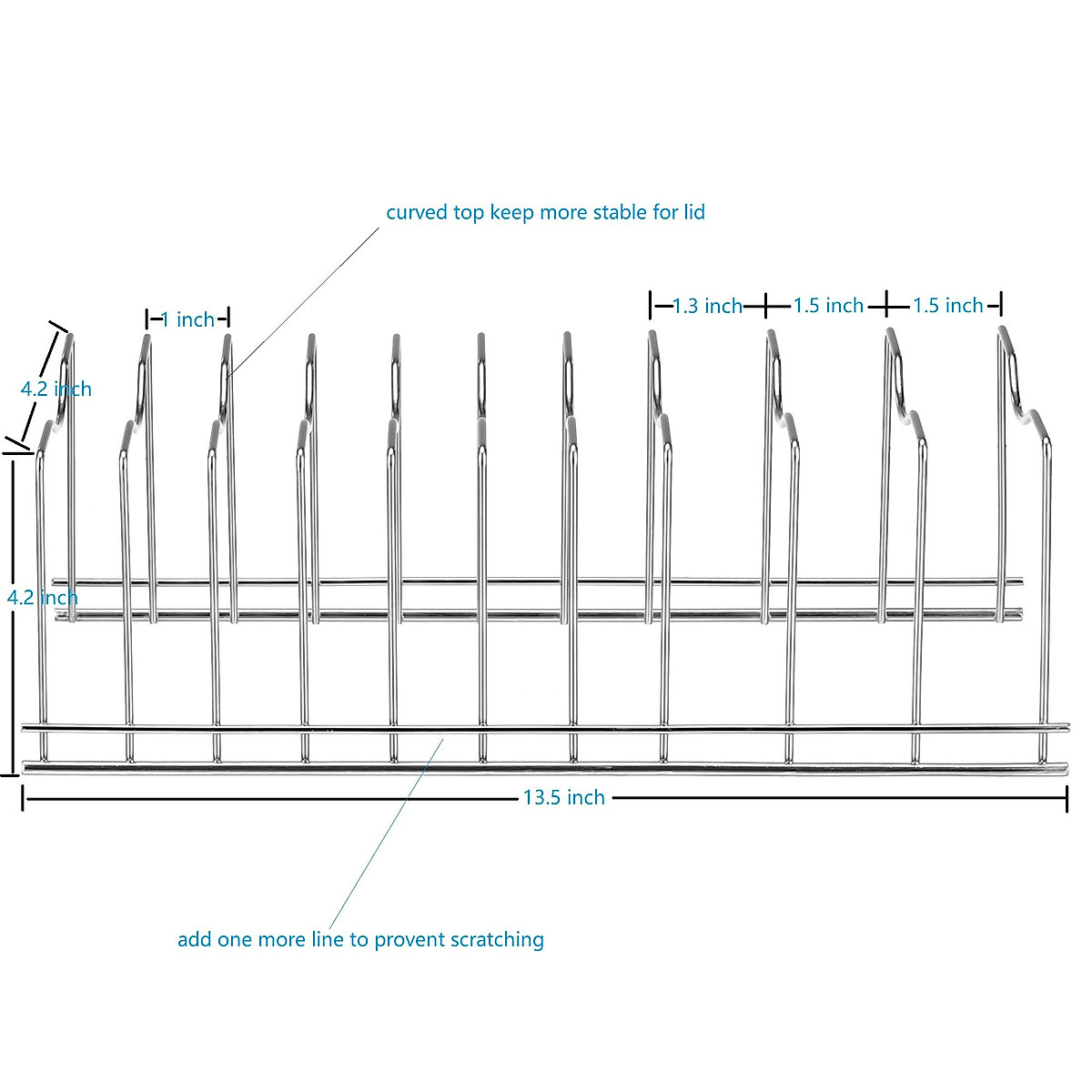 Slideep Pot Lid Holder Pan Lid Organizer Rack Cupboard Organizer Rack, Kitchen Organizer Rack for Pot Lids, Plates, Cutting Boards, Bakeware, Cooling Rack, Serving Trays, Stainless Steel, Pack of 2