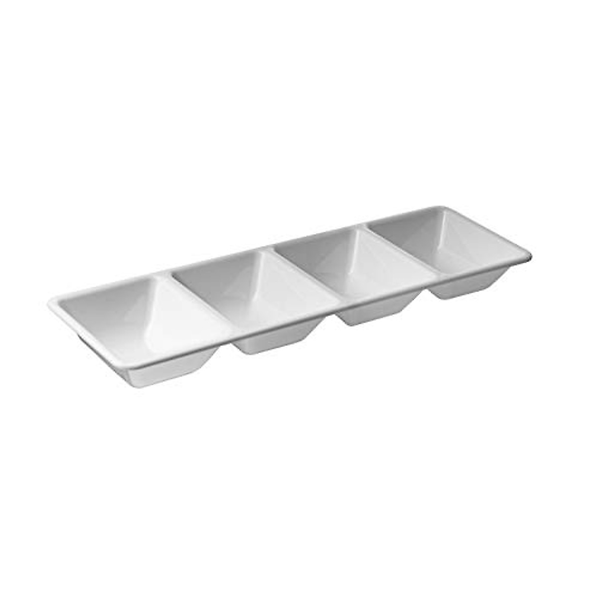 Exquisite 6 Count White Plastic Compartment Tray for Parties Heavy Duty Serving Tray with Compartments for Food Disposable Sectional Party Trays and Platters 7 in. X 16 in. Candy Dish