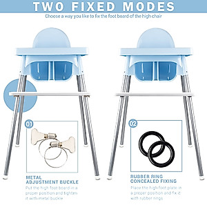 High Chair Footrest Compatible with IKEA Antilop 100% Natural Wood Bamboo Footrest Non-Slip Adjustable Footrest with 4 Rubber Rings and 2 Metal Rings (White)