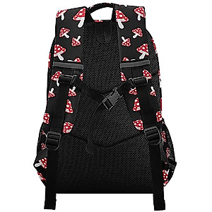 JHKKU Mushroom Print Backpack for Girls Boys School Bags Teen Personalized Bookbag, Lightweight Laptop Bag Travel Backpacks