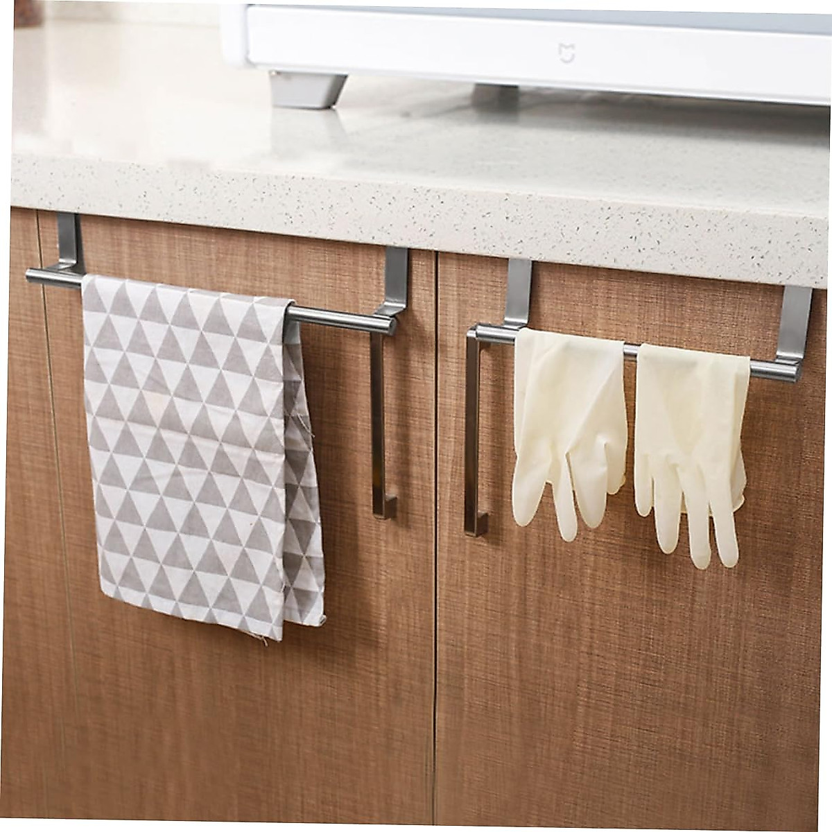 Zerodeko 2pcs Stainless Steel Towel Rack Over Door Towel Bar Over The Door Towel Holder Rattan Lamp Shade Cabinet Door Hanging Pole Cabinet Towel Holder Tea Towel Multifunction
