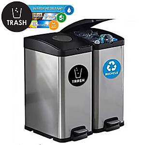 EasyULT 4" x 4" Recycle Sticker Trash Bin Label, Trash Sticker for Trash can, Ideal Sign for Home or Office Refuse Bin -6 Pack