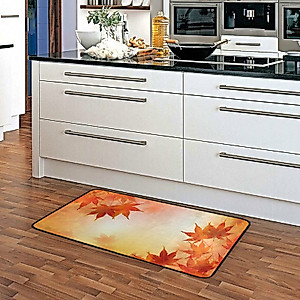 Thanksgiving Day Rugs Thanksgiving Autumn Leaves Golden Maple Rugs for Kitchen Bathroom Christmas Decorative Doormat Small Carpet Mat 39 x 20 inch