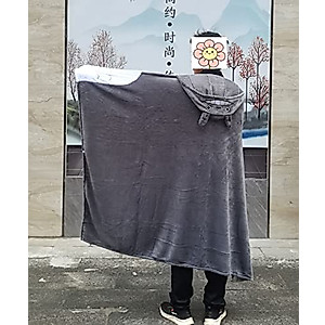 Anime Throw Blanket Flannel Fleece Blanket Cosplay Hooded Cloak Fluffy Shawl Wrap Nap Quilt (67''X35.5'', Gray)