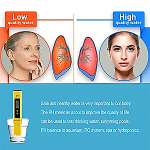 E&E Bestlife Digital pH Meter, 0.01 pH high Accuracy, Water Quality Detection Pen Type, Used in hydroponics, Drinking Water, Swimming Pools, Aquariums and Other scenarios