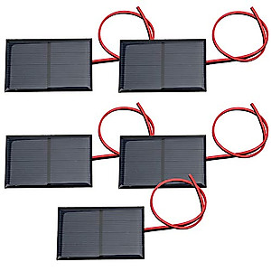 Agatige 5PCS Mini Solar Cells, DC 2V 300mA Mini Solar Panels Solar Battery Charger Mini Polysilicon Solar Cells DIY Electric Toy Materials Photovoltaic Cells with Wires for Solar Power, 80x50mm