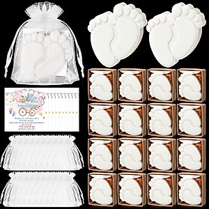 Maxcheck 50 Sets Baby Shower Feet Soaps Bulk Baby Shower Favors for Guests Handmade Scented Soap with Organza Bags Thank You Cards for Girl Boy Baby Shower Gifts Souvenirs Decorations(White)