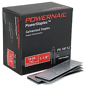 Powernail PS18112 18 Gauge 1/4 Inch Crown 1-1/8 Inch Length Chisel Point Narrow Crown Staples (Case, 30000ct)
